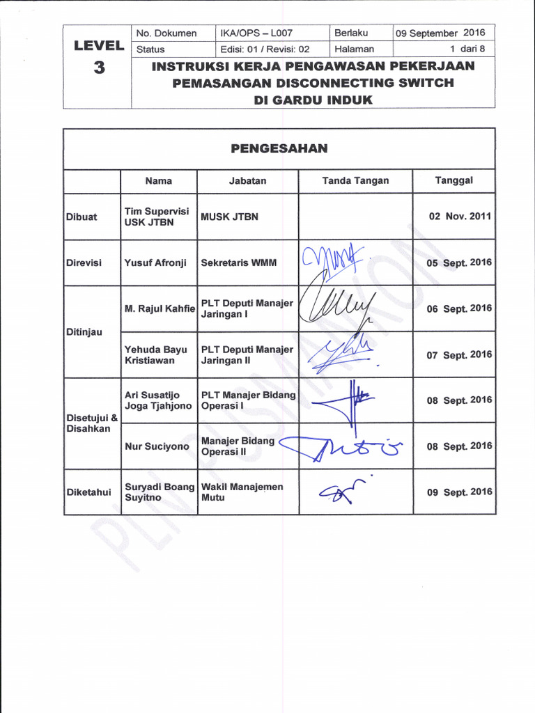 Ika Ops l007 R-2 Pekerjaan Pemasangan Discnnecting Switch Di Gi | PDF