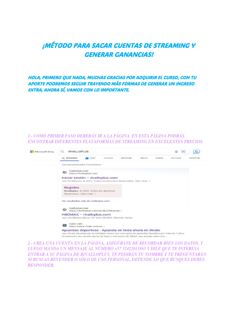 Método para Sacar Cuentas de Streaming y Generar Ganancias | PDF