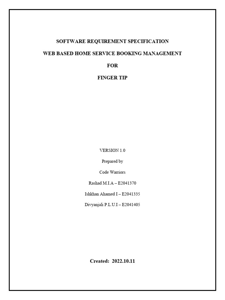 Home Service Booking Management System | PDF | Use Case | Operating System