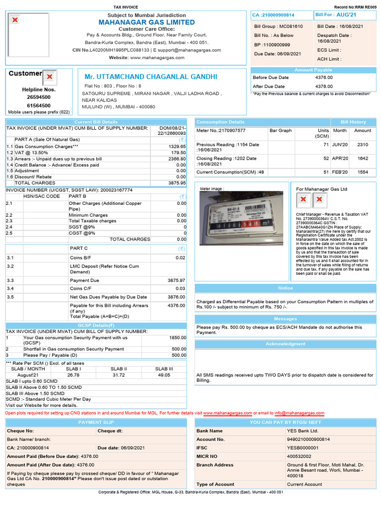Mr. Uttamchand Chaganlal Gandhi: Mahanagar Gas Limited | PDF