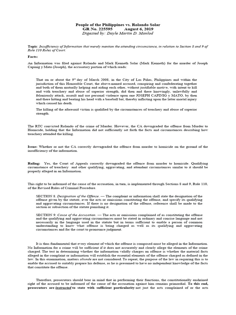 People vs. Rolando Solar | PDF | Social Science | Law