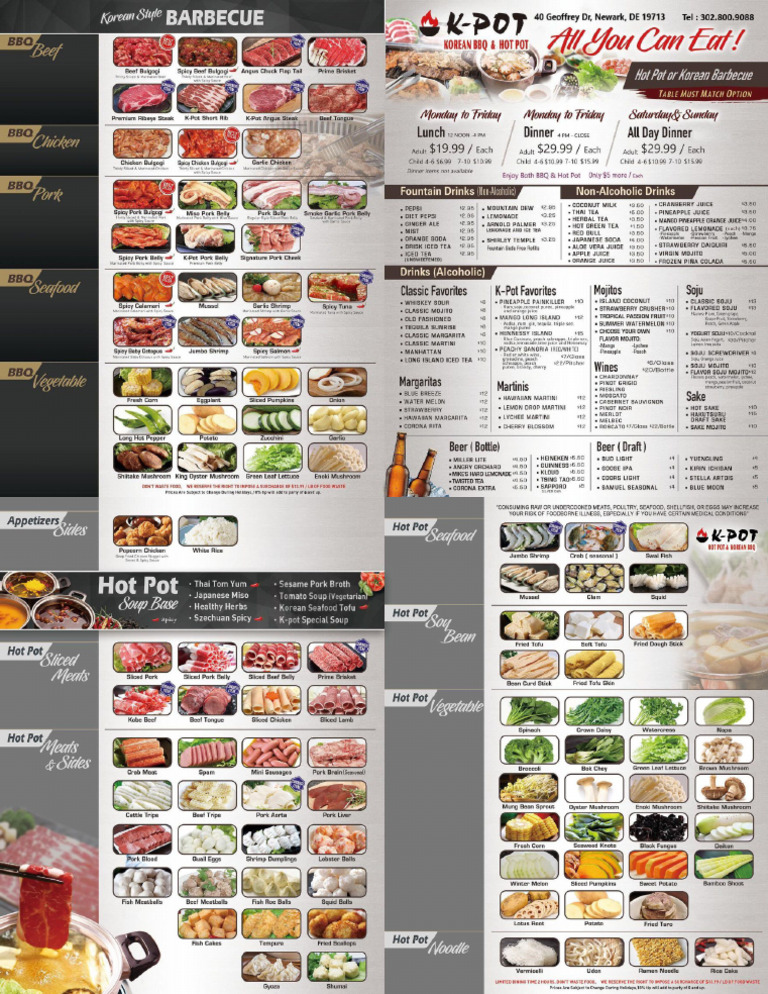KPOT Newark DE Dine in Menu | PDF