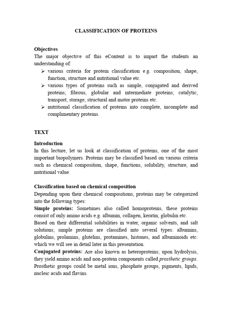Classification of Proteins200327060603030202 | PDF