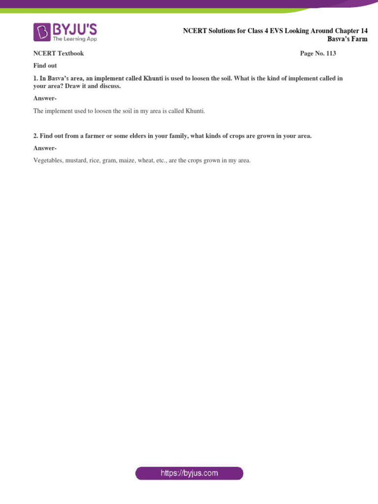 NCERT Solutions For Class 4 April 5 EVS Looking Around Chapter 14 ...