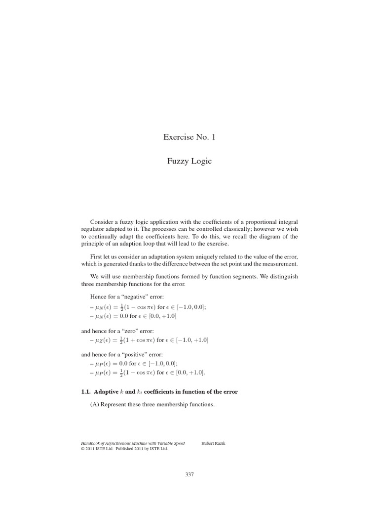Handbook of Asynchronous Machine With Variable Speed - 2013 - Razik - Exercise No 1 Fuzzy Logic ...