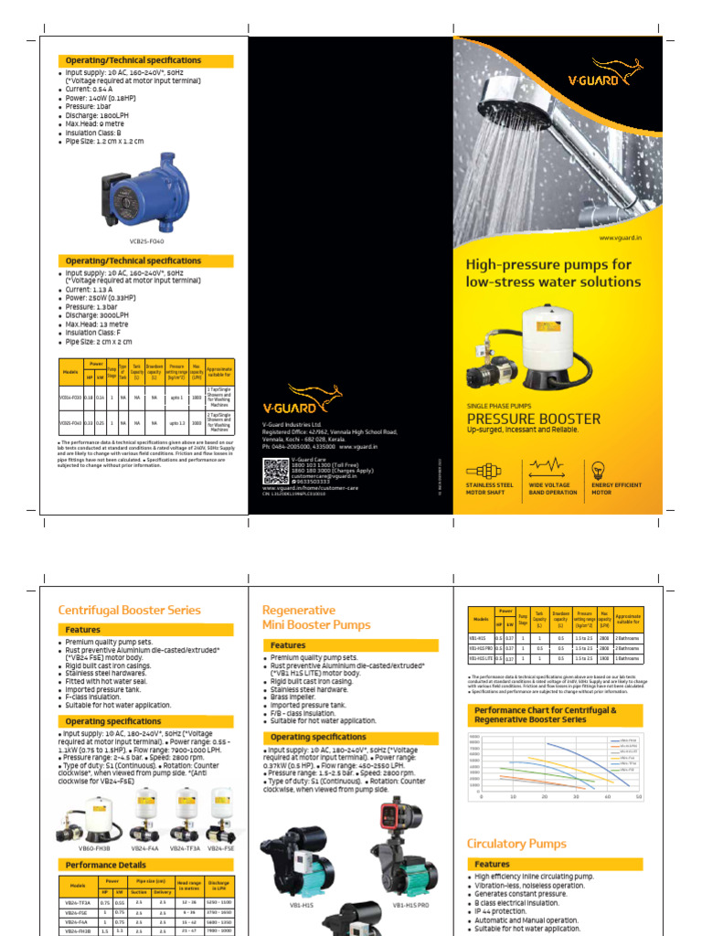 Pressure Booster- V Guard | PDF | Pump | Electric Motor