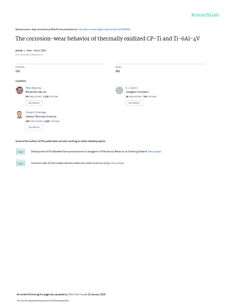 The Corrosion Wear Behaviour Of Thermally Hardness Roughness Elastic Modulus Pdf