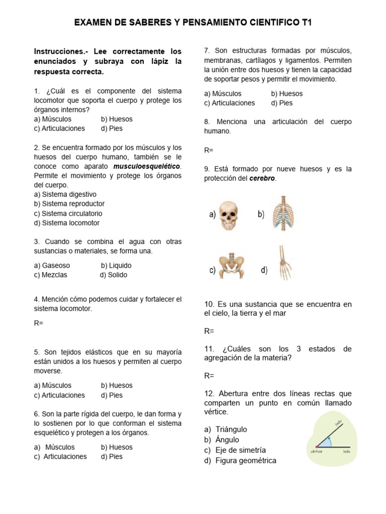 Examen de Saberes y Pensamiento Cientifico | PDF