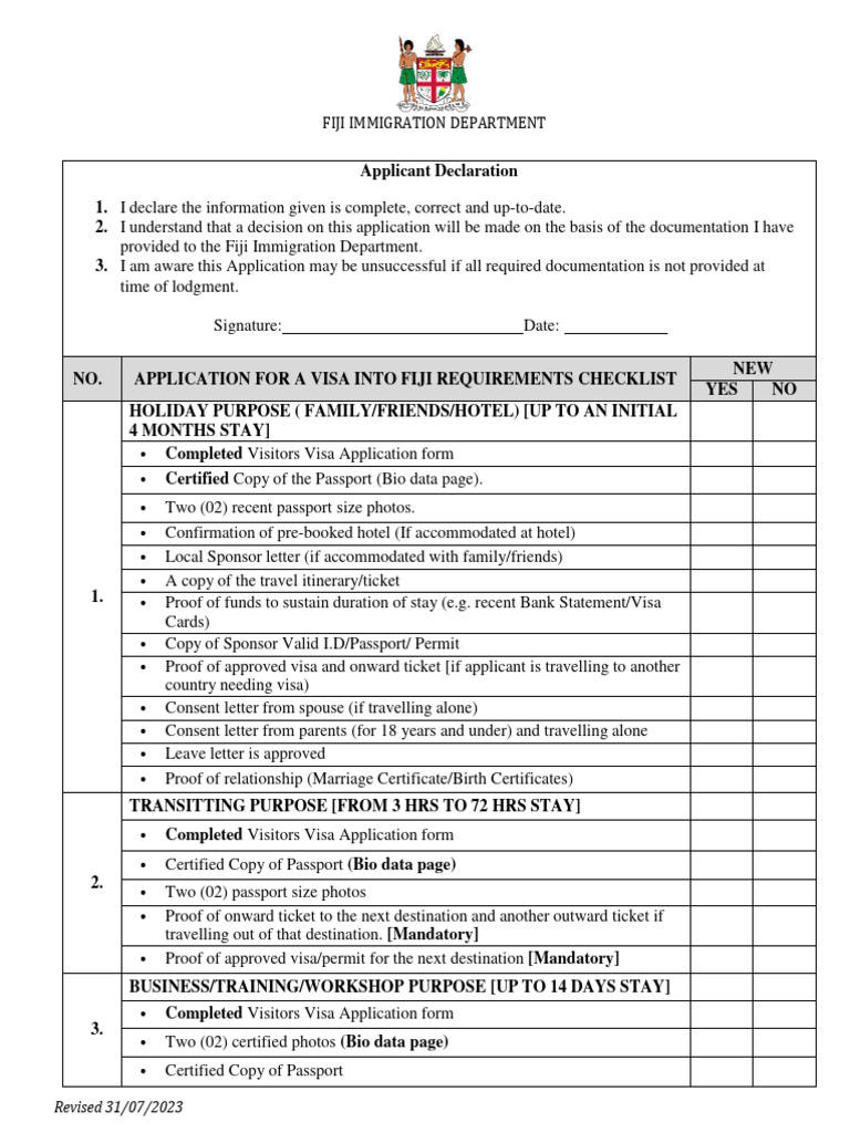 001application For Visa Checklist | PDF