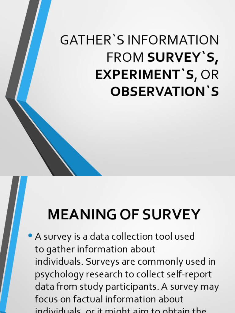 Gathers Information From Surveys Experiments or | PDF | Survey ...