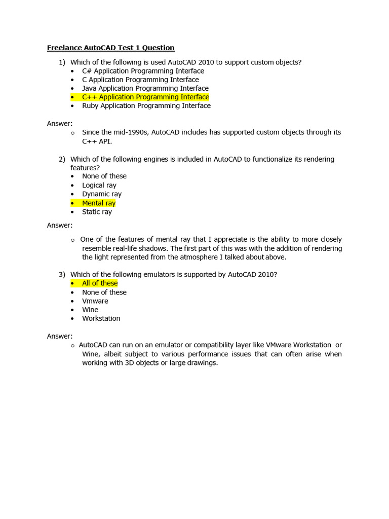 Autocad Test 1,2,3,4,5 | PDF | Auto Cad | Software