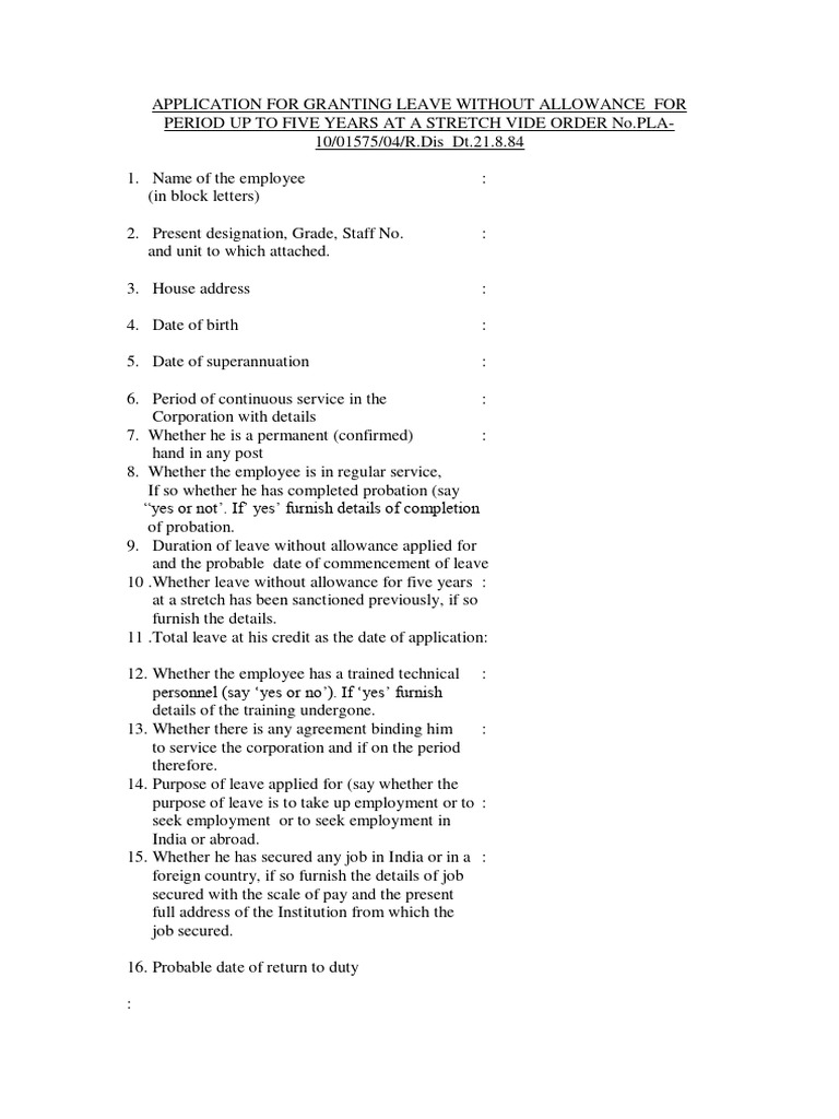 Lwa For 5 Yrs. Form | PDF | Employment | Business