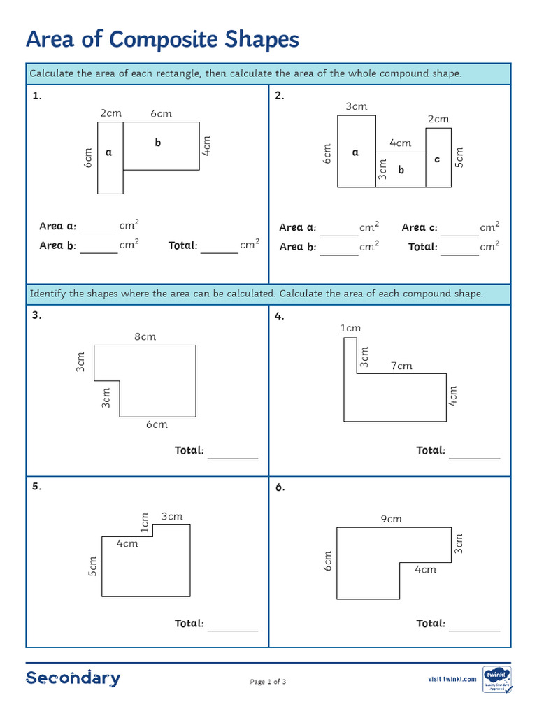 Area of Composite Shapes Activity Sheet | PDF
