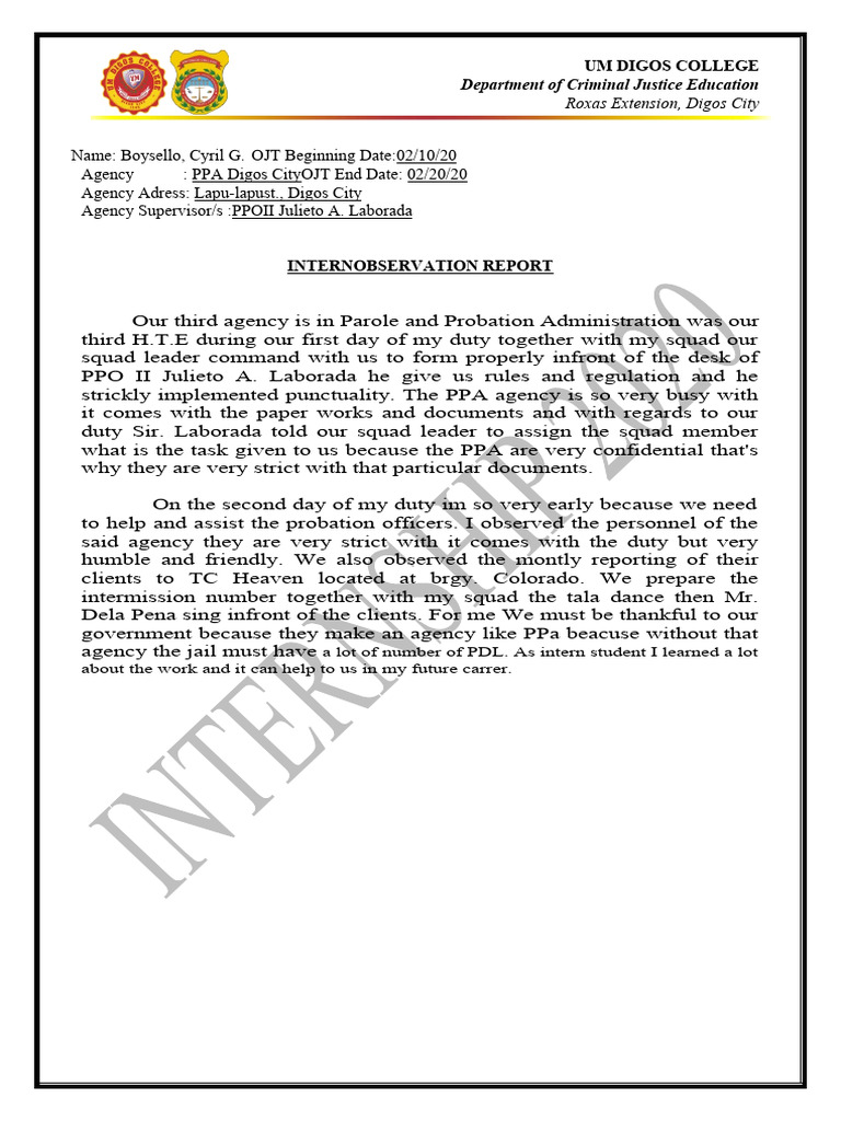 Boysello - Observation Report - Ppa 5e75c54cea80c | PDF