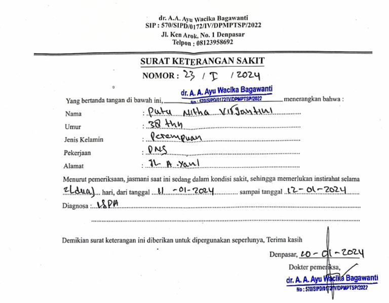 Surat Keterangan Dokter Pdf
