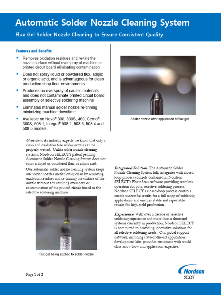 Solder Nozzle Cleaning Data Sheet - English | PDF | Soldering | Solder