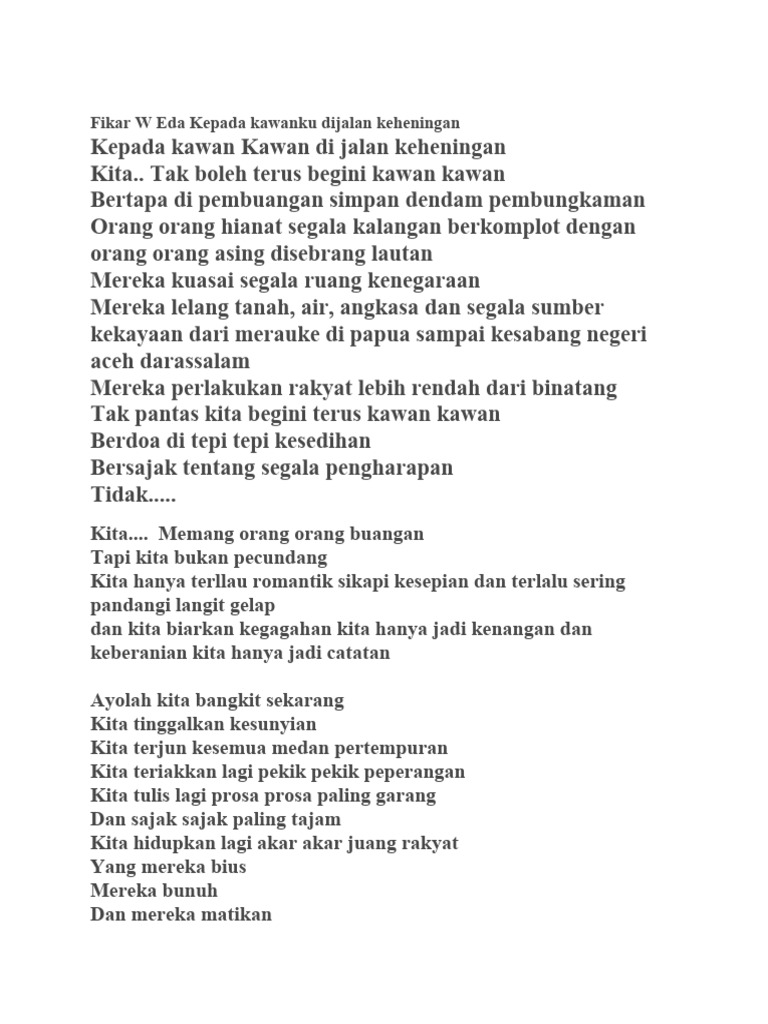 Puisi Perjuangan Fikar W. Eda | PDF | Seni | Puisi