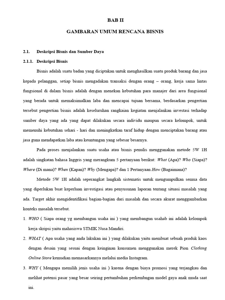 Bab II - Gambaran Umum Rencana Bisnis Revisi | PDF | Bisnis