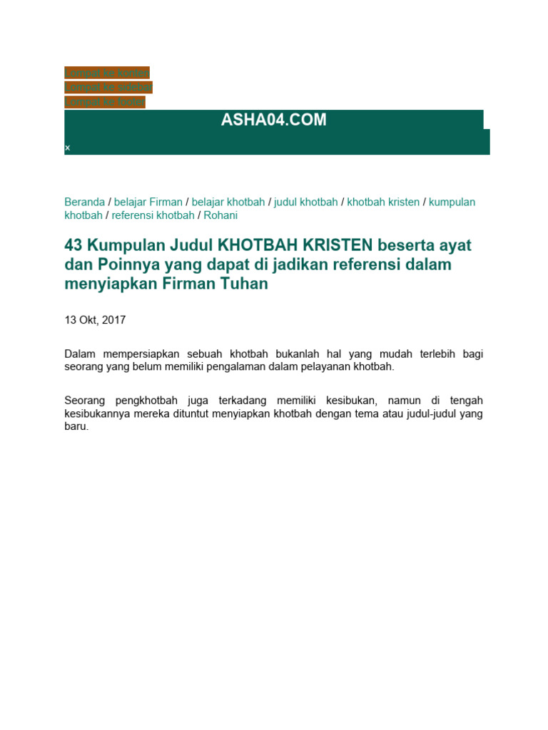 Kumpulan Khotbah | PDF