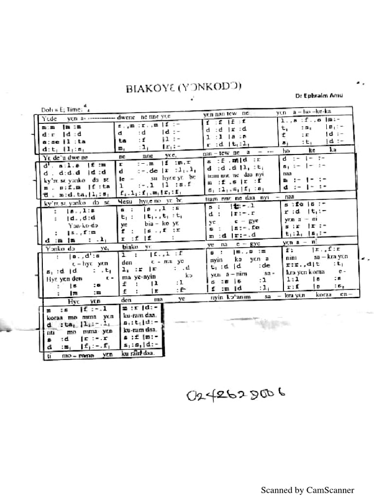 Ephraim Amu - Biakoye (Sol-Fa) - 1 | PDF