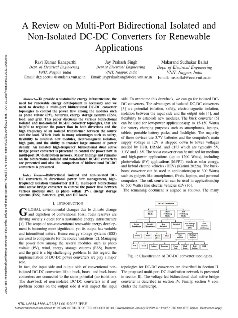 A Review On Multi-Port Bidirectional Isolated and Non-Isolated DC-DC ...