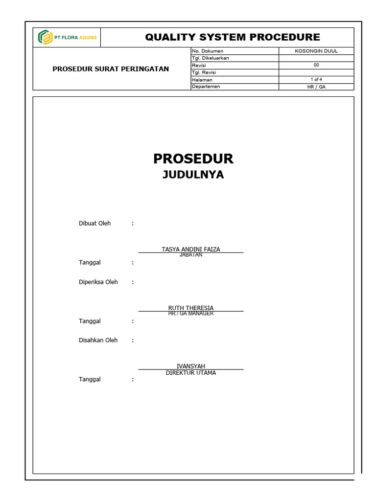 Prosedur Surat Peringatan Karyawan | PDF