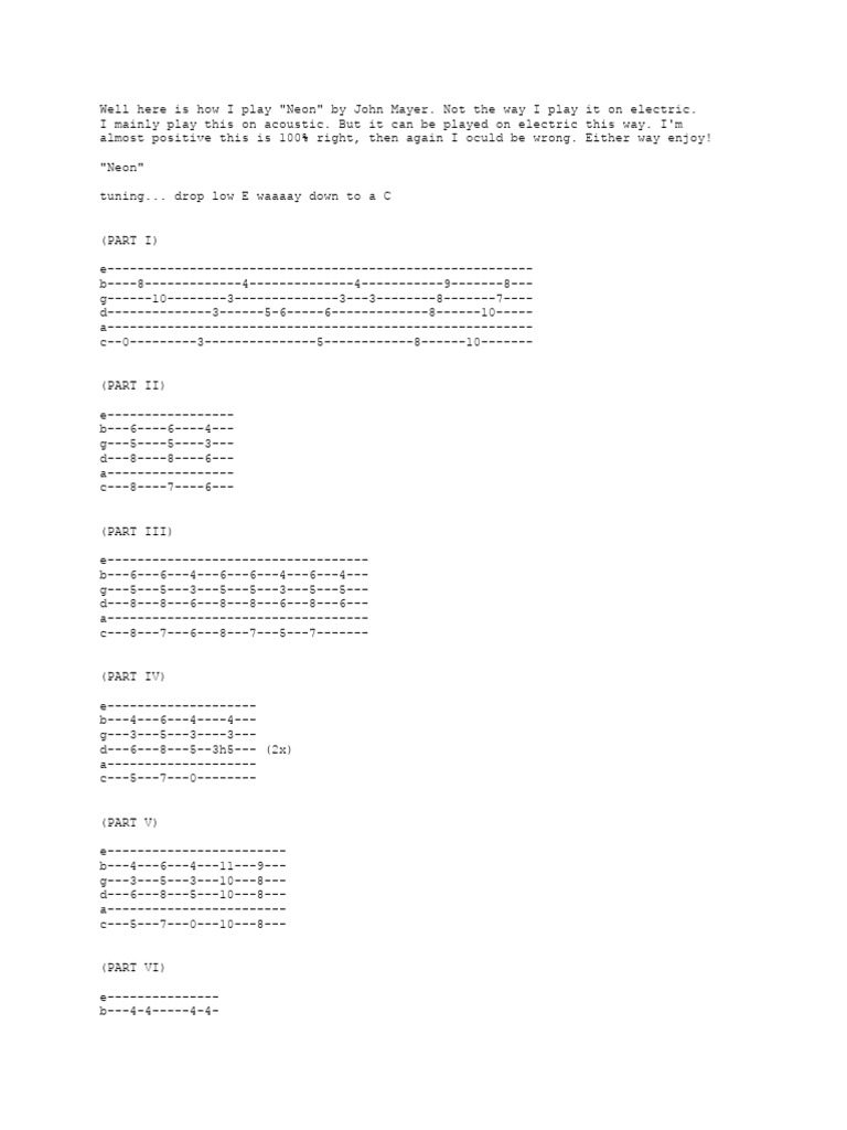 Neon John Mayer | PDF