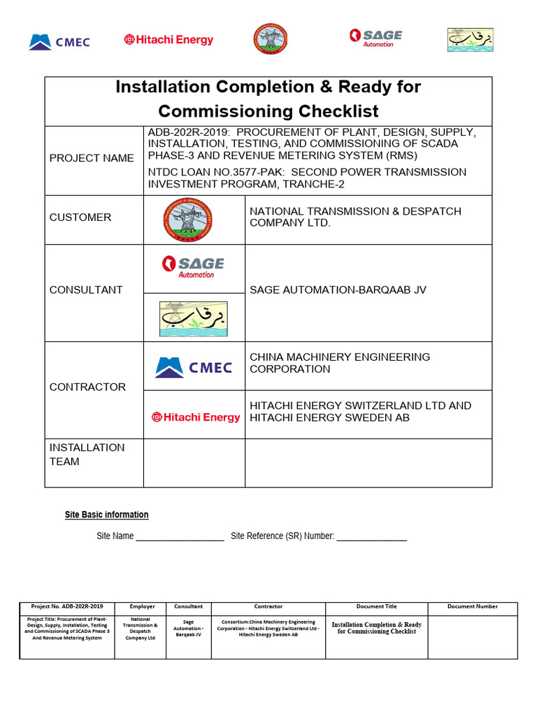 Installation Completion Checklist - CMEC | PDF | Electrical Engineering | Electronics