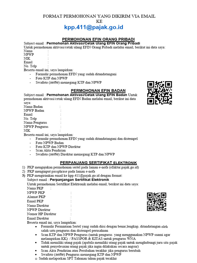 Format Email Permohonan EFIN Pribadi | PDF