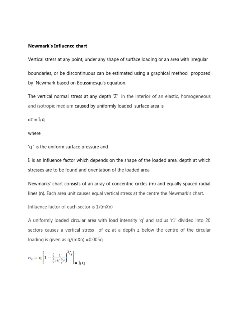 Newmark Chart - Formulae 050621 | PDF | Stress (Mechanics) | Area
