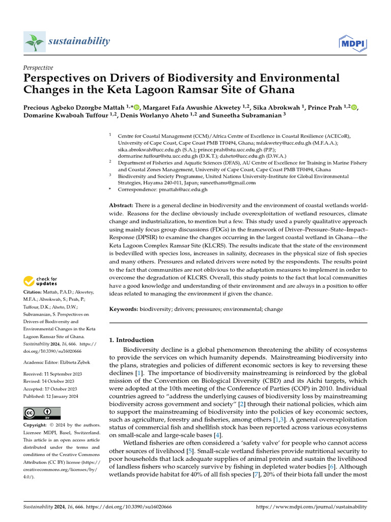 Sustainability 16 00666 | PDF | Biodiversity | Human Impact On The ...