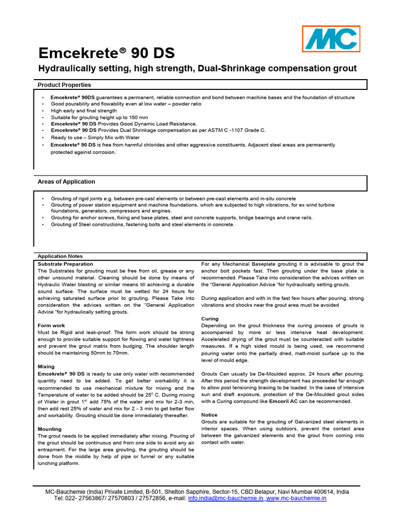 EMCEKRETE 90 DS--Updated-Dec 2022 | PDF | Concrete | Screw
