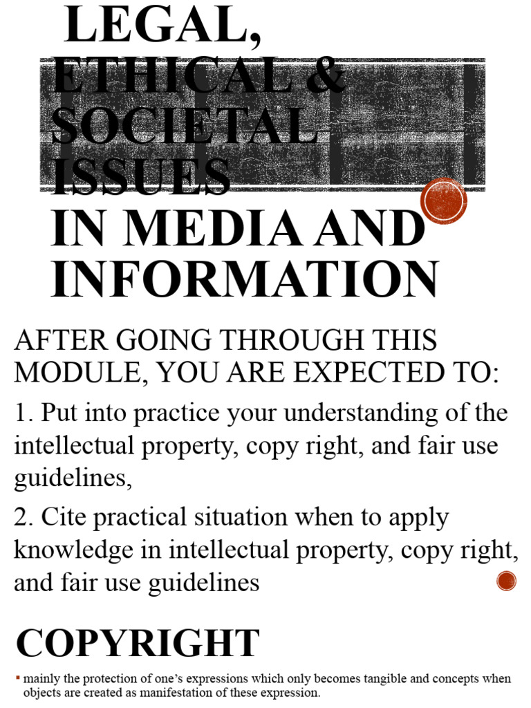 Legal, Ethical, And Social Issues of Media and Information | PDF