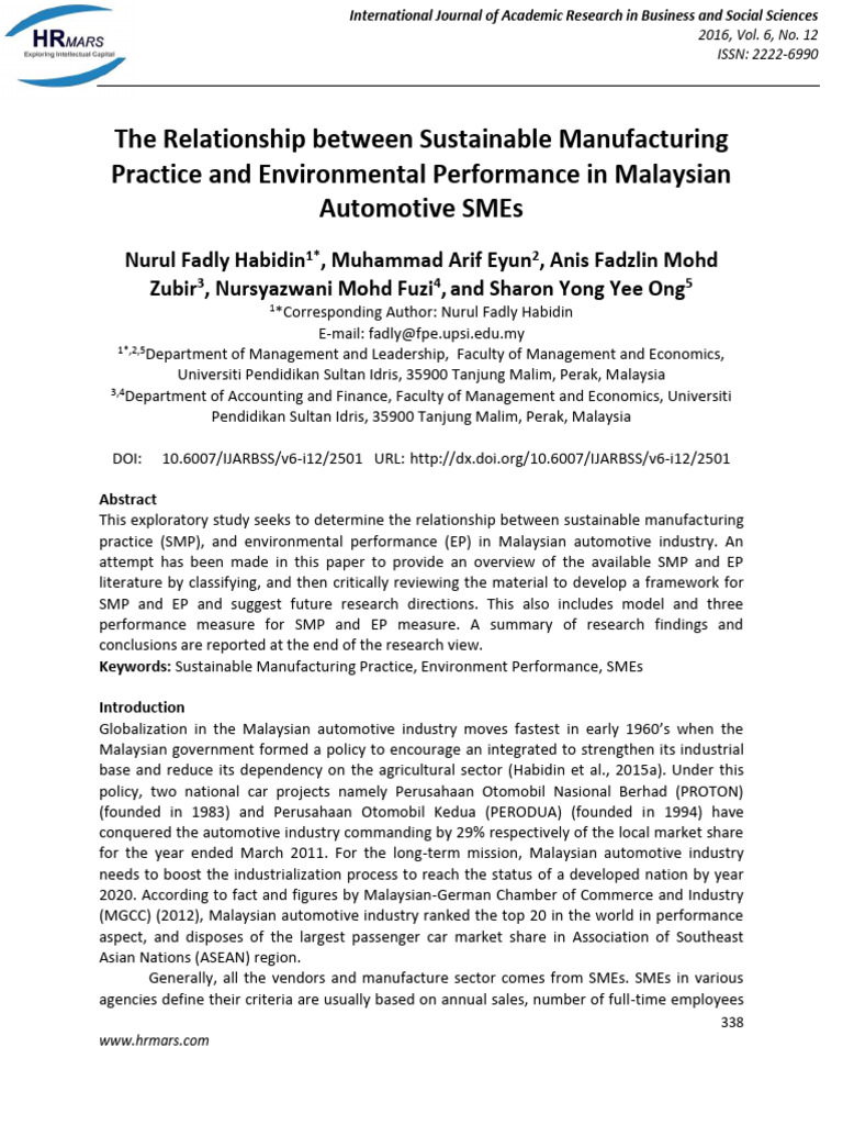 The Relationship Between Sustainable Manufacturing Practice and ...