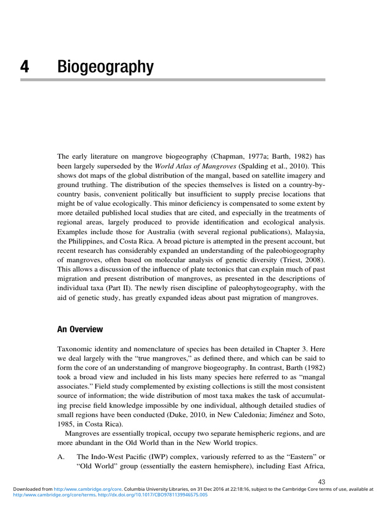 Biogeography of Mangrove | PDF