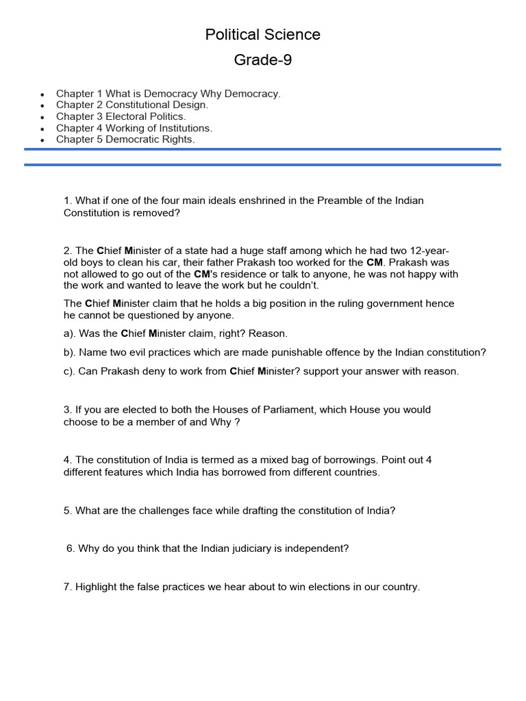 Political Science Sample Paper (1 | PDF | Career & Growth | Politics