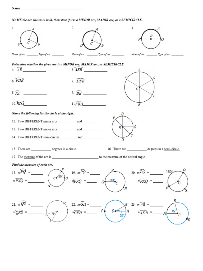 Angles and Arcs in A Circle | PDF | Science & Mathematics | Technology ...