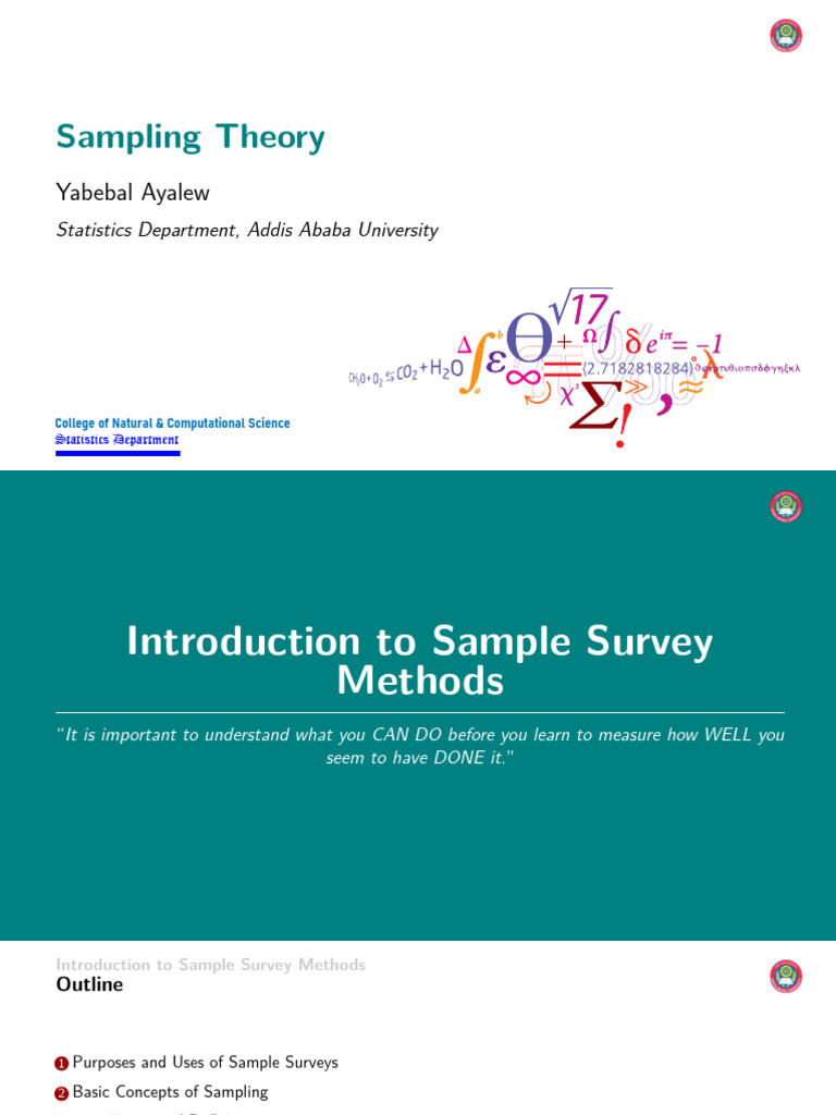Sampling Theory: Yabebal Ayalew | PDF