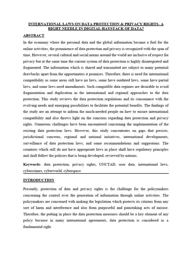 International Laws On Data Protection | PDF