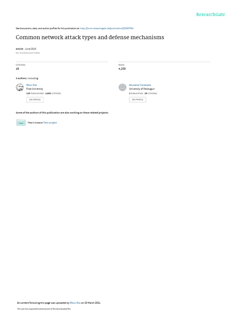 Common Network Attack Types and Defense Mechanisms | PDF