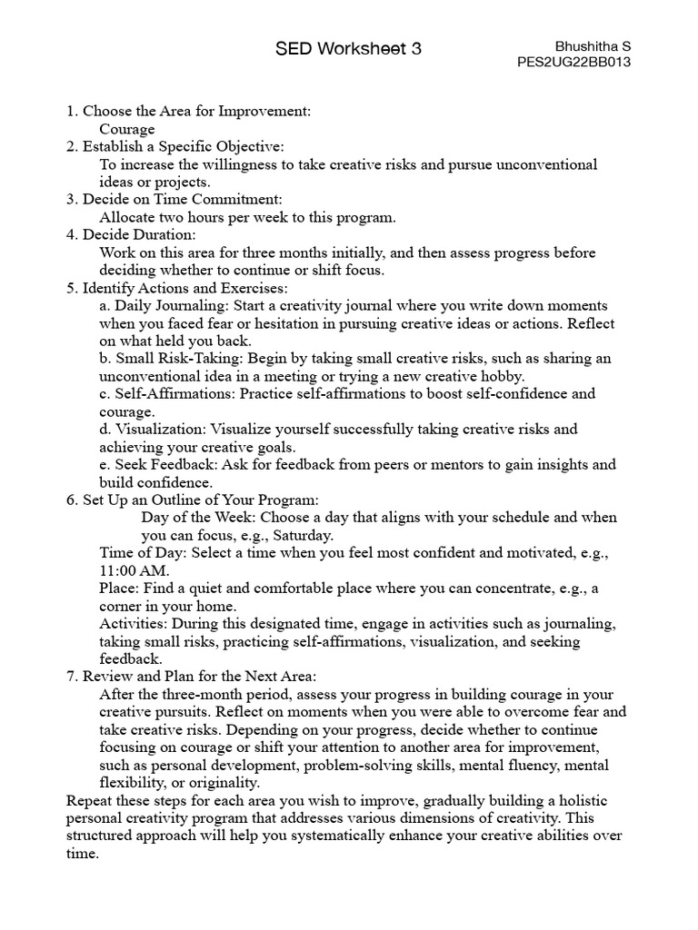 Bhu Sed ws3 | PDF | Creativity | Courage