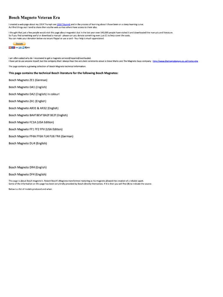Bosch Magneto Repair Manual Full | PDF