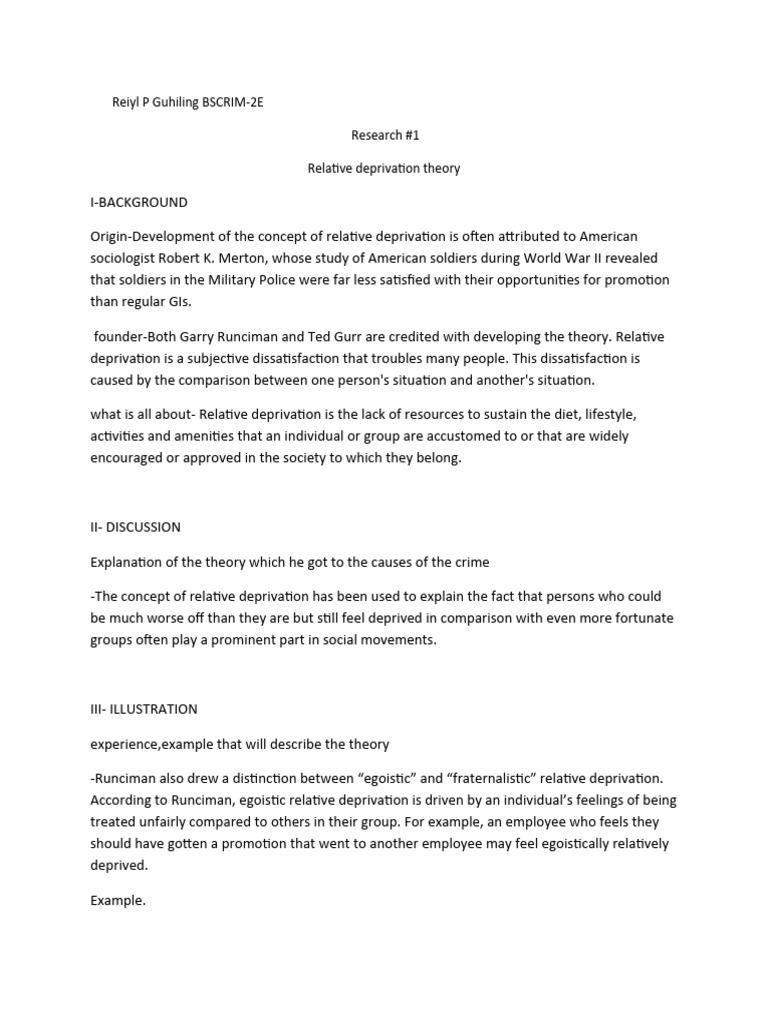 Relative Deprivation in Society | PDF | Philosophical Theories ...