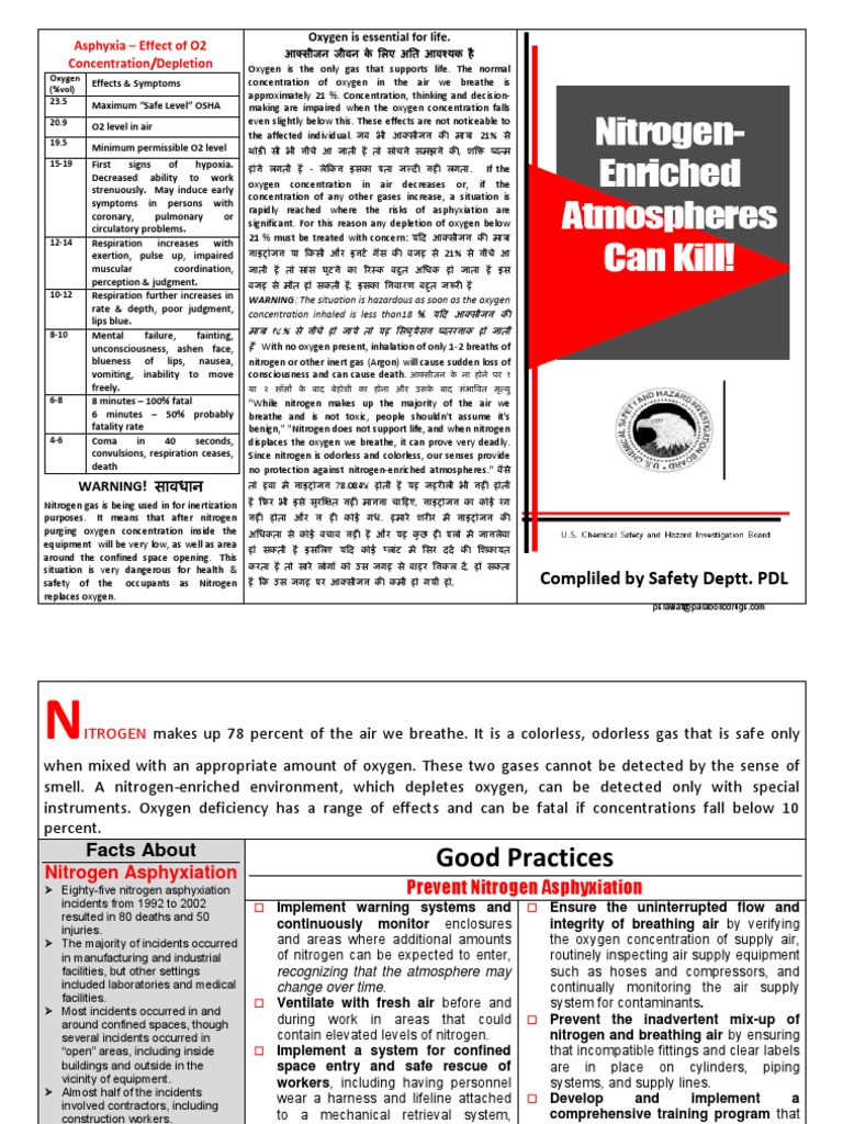 Nitrogen Asphyxiation Risks and Safety | PDF