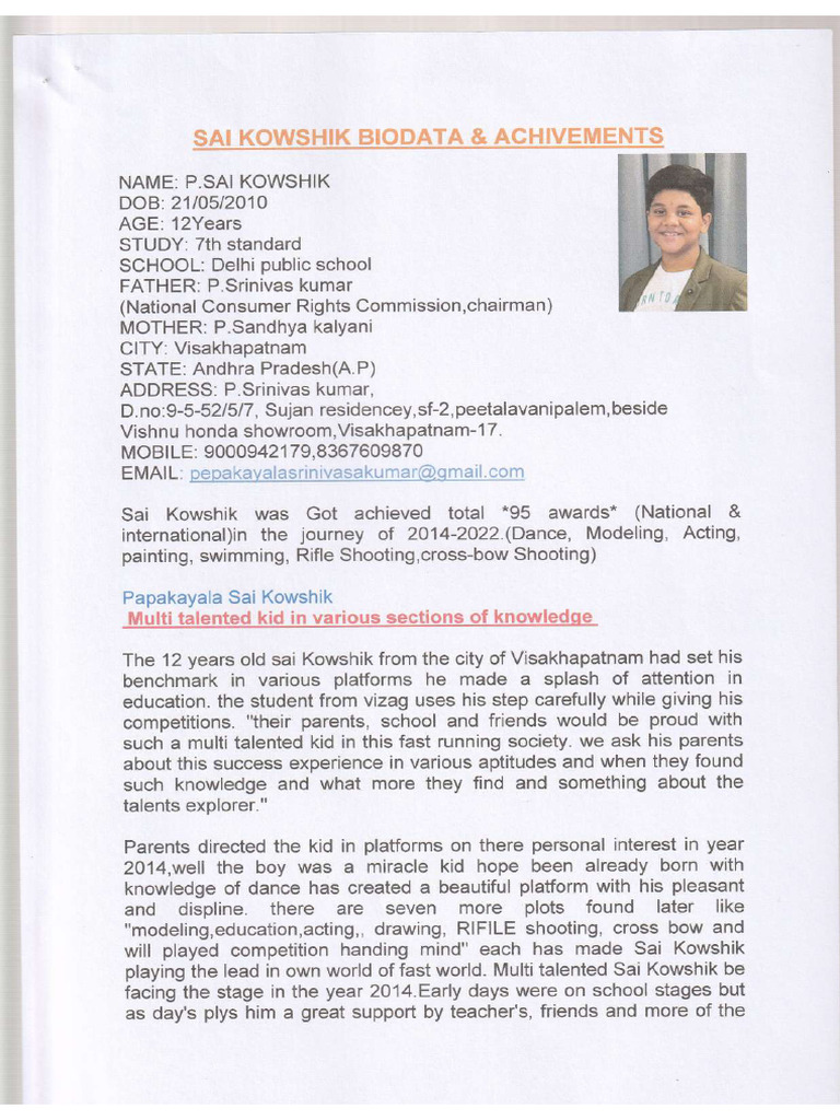 P.sai Kowshik Profile | PDF