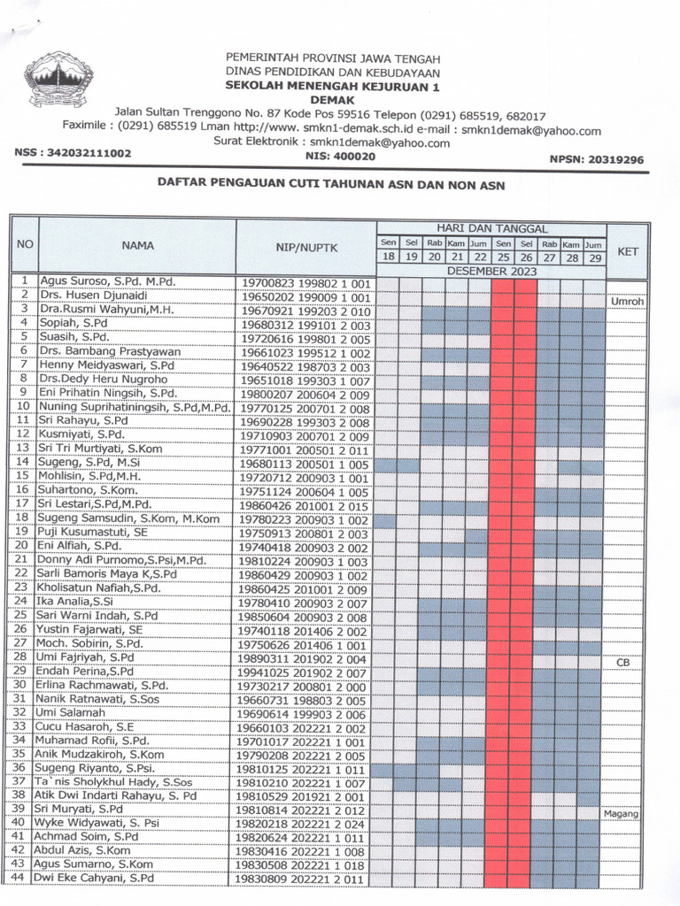 Cuti Semester Ganjil 2023-2024 | PDF