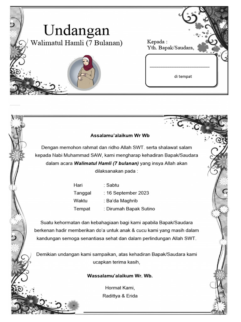 Undangan Walimatul Hamli 7 Bulanan | PDF