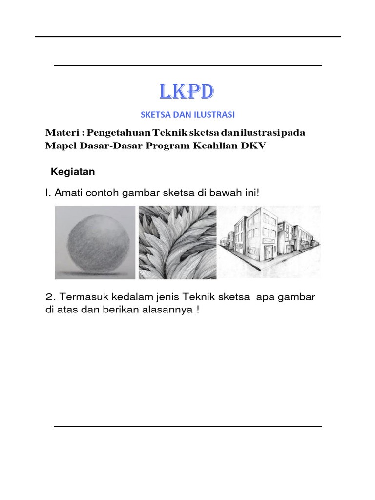 LKPD Sketsa dan Ilustrasi DKV | PDF