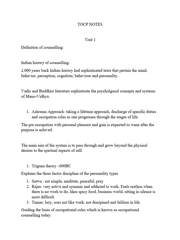 TOCP Final Notes | PDF | Psychoanalysis | Psychotherapy