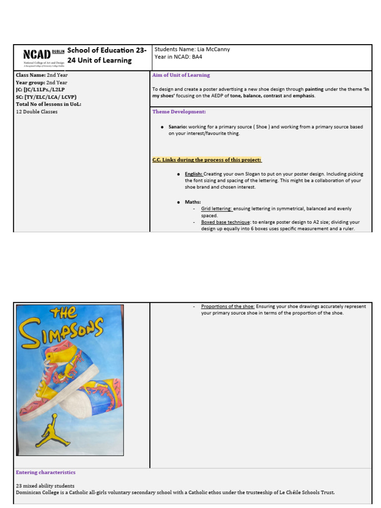 Uol 2nd Year Poster Design | PDF | Drawing | Lesson Plan